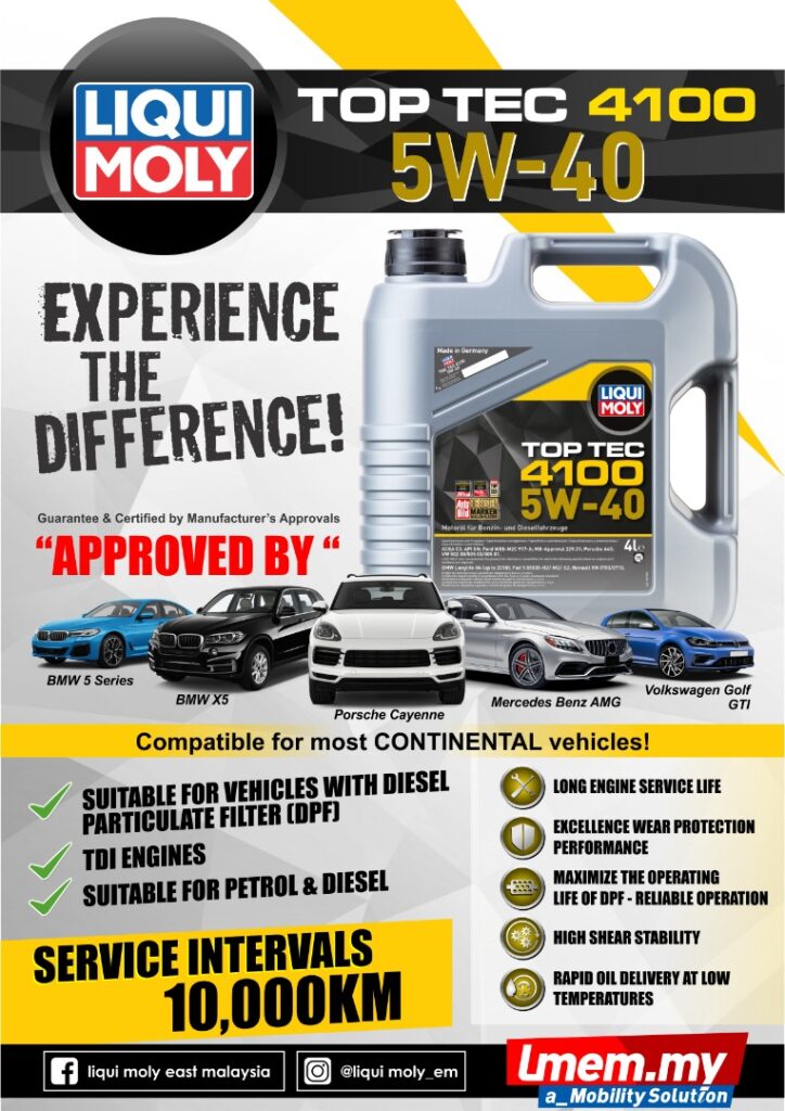 LIQUI MOLY Top Tec 4100 5W40 Engine Oil - Up to 10,000km